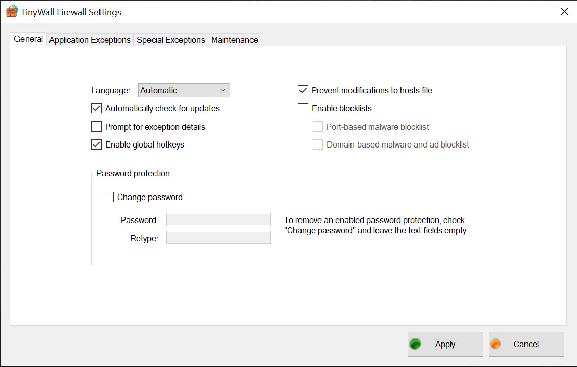 TinyWall 2.1.12 Free Download for Windows 10, 8 and 7 - FileCroco.com